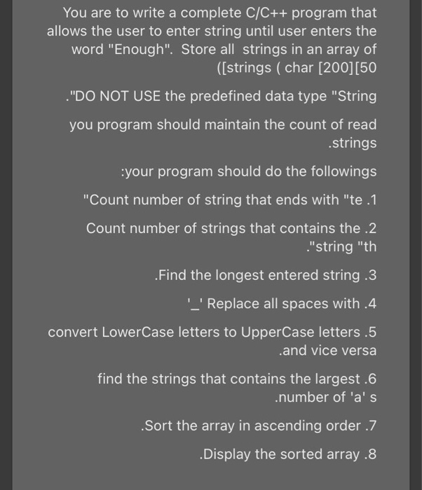 Solved You are to write a complete C/C++ program that allows | Chegg.com