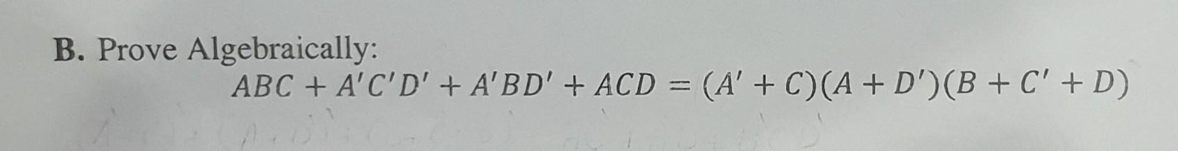 Solved B. Prove Algebraically: | Chegg.com