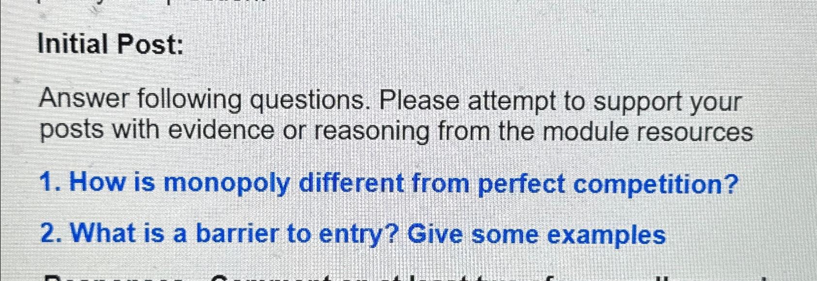 Solved Initial Post:Answer following questions. Please | Chegg.com