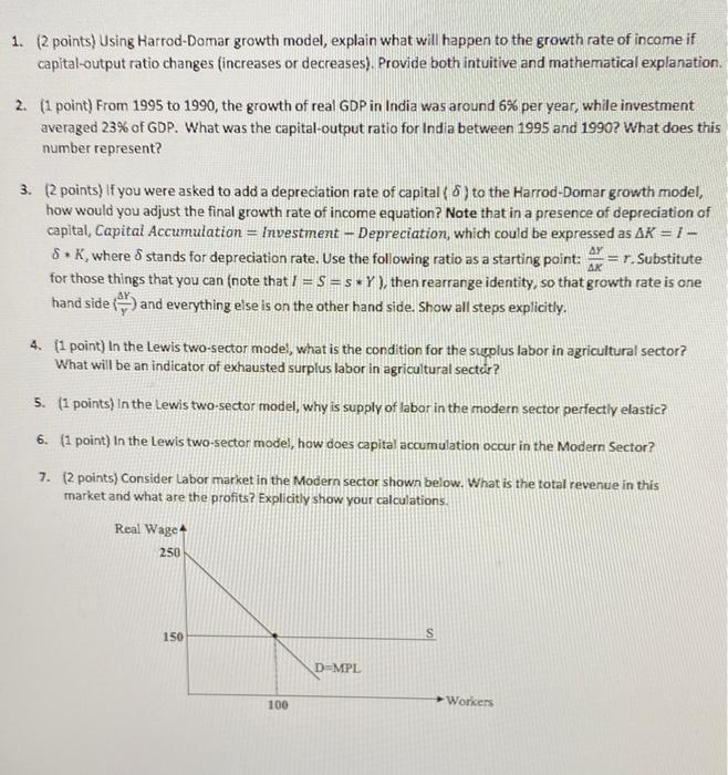 Solved (2 points) Using Harrod-Domar growth model, explain | Chegg.com