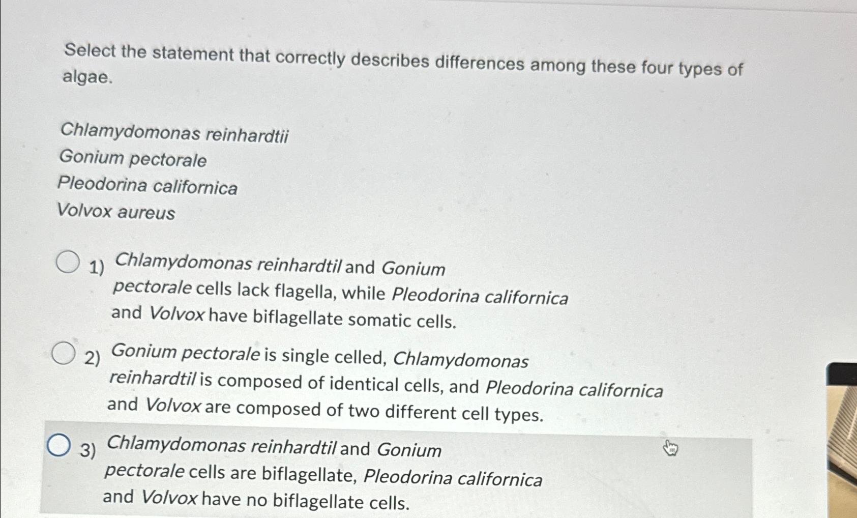 Solved Select the statement that correctly describes | Chegg.com