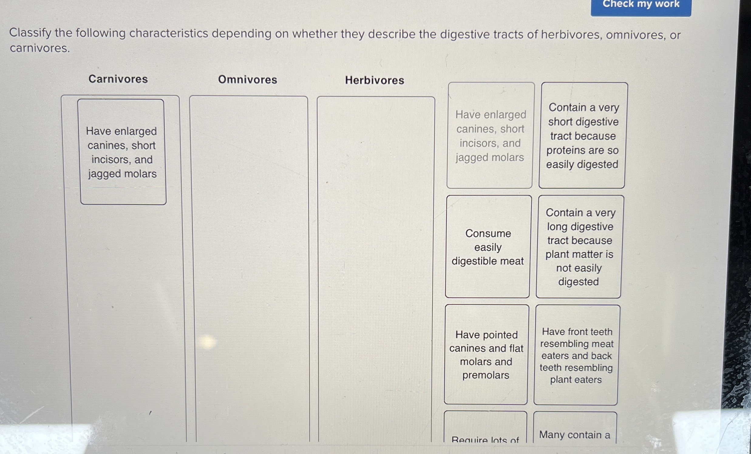 Solved Check my workClassify the following characteristics | Chegg.com