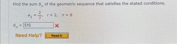 Solved Find the sum Sn of the geometric sequence that | Chegg.com