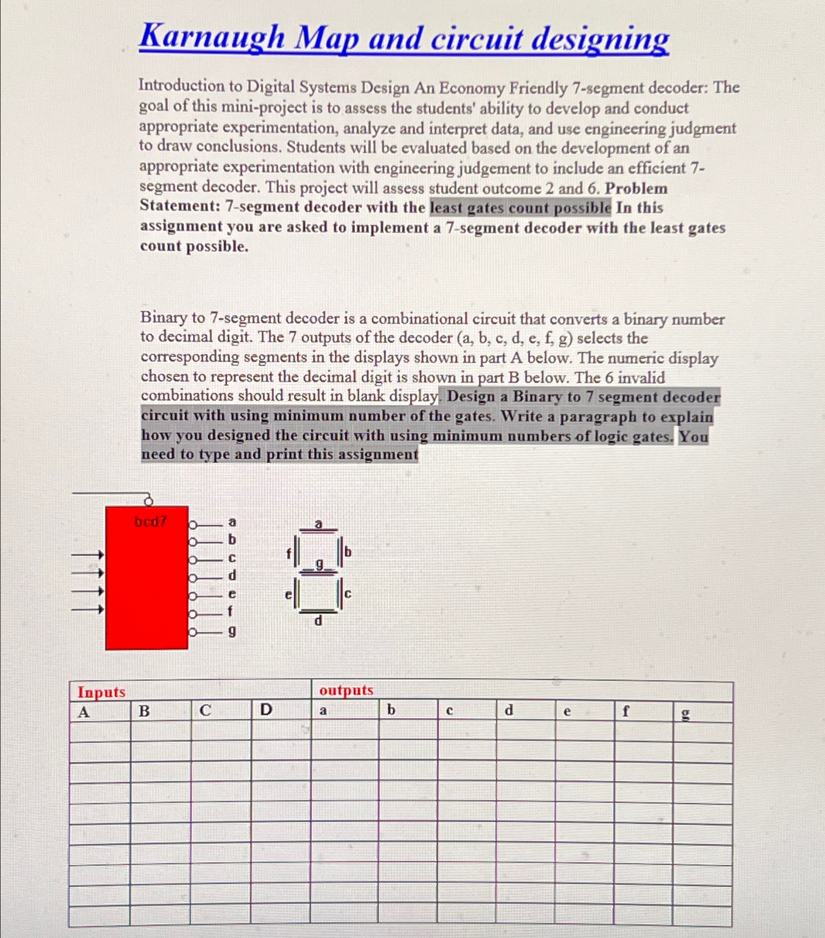Solved Karnaugh Map and circuit designingIntroduction to | Chegg.com