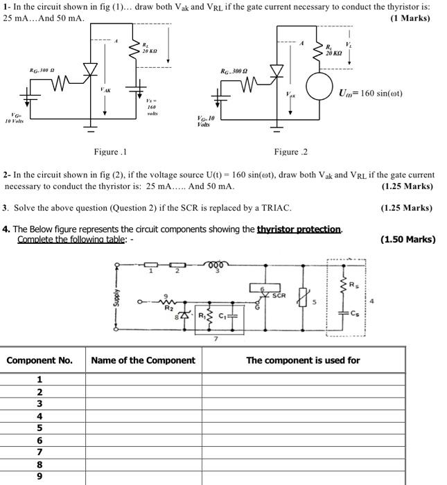 Solved 1- In the circuit shown in fig (1)... draw both Vak | Chegg.com
