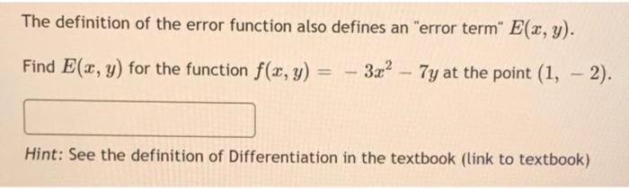 Solved The definition of the error function also defines an | Chegg.com