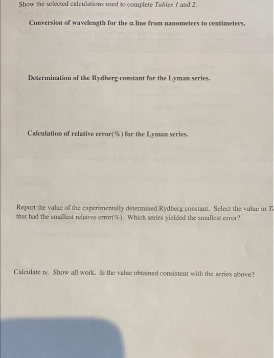 Solved Table 1. Determination of Rydberg Constant using the | Chegg.com