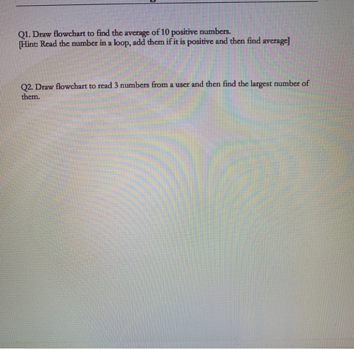 Solved G Q1. Draw flowchart to find the average of 10 | Chegg.com