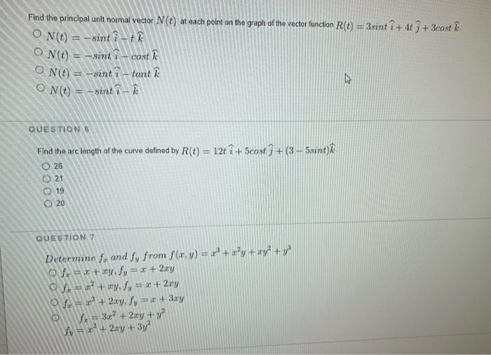 Solved Find the principal unit normal vector N(t) at each | Chegg.com