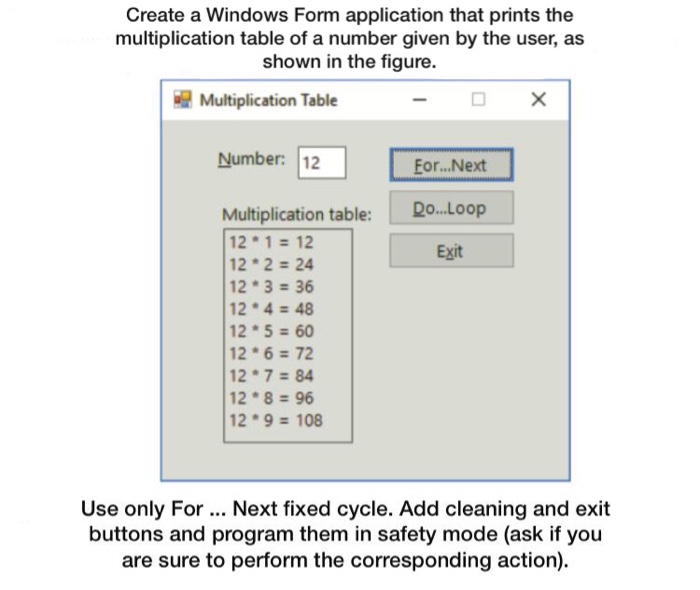 Solved Create a Windows Form application that prints the | Chegg.com