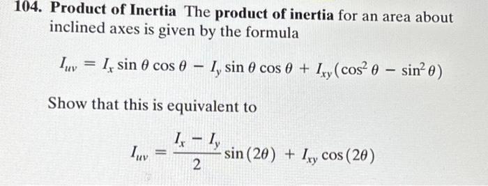 Solved 04. Product of Inertia The product of inertia for an | Chegg.com