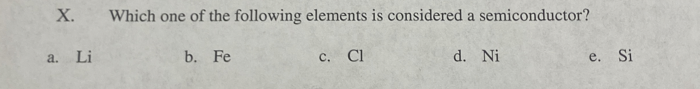 Solved X. ﻿Which one of the following elements is considered | Chegg.com