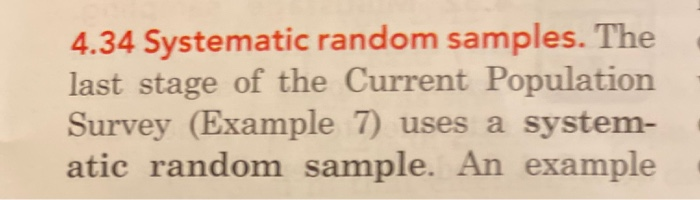 Solved 4.34 Systematic random samples. The last stage of the | Chegg.com