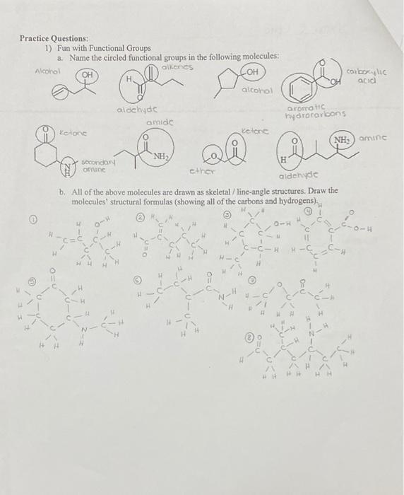 Solved Practice Questions: 1) Fun with Functional Groups 3. | Chegg.com