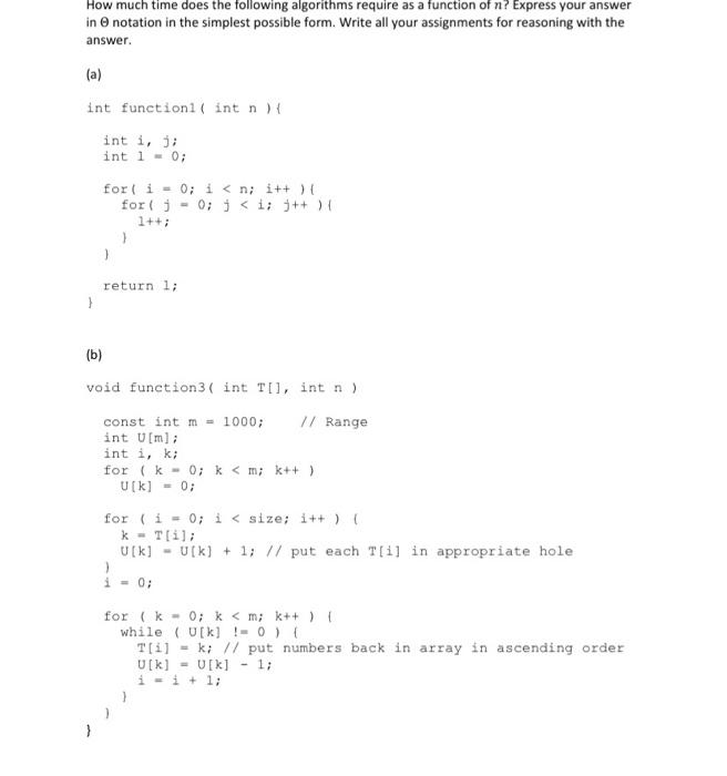 Solved How much time does the following algorithms require | Chegg.com