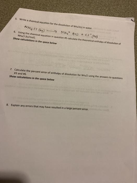 Solved 5. Write a chemical equation for the dissolution of | Chegg.com