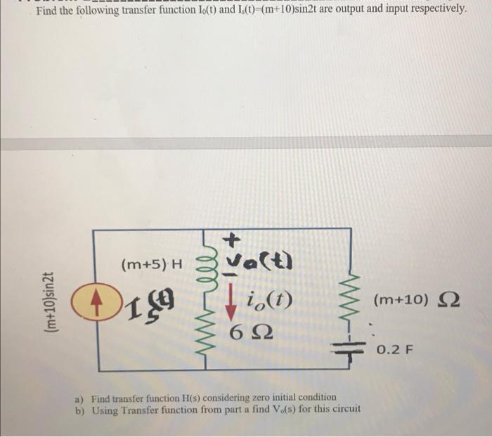 Solved Find the following transfer function 1o(t) and | Chegg.com