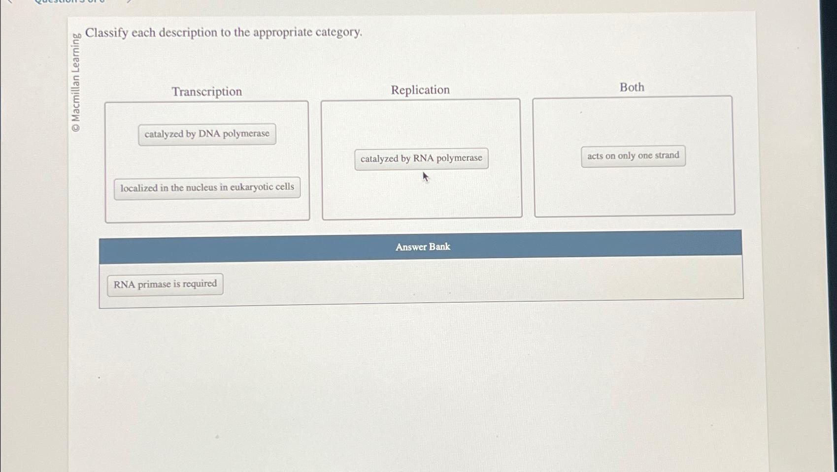 Solved ?a0 ﻿Classify each description to the appropriate | Chegg.com
