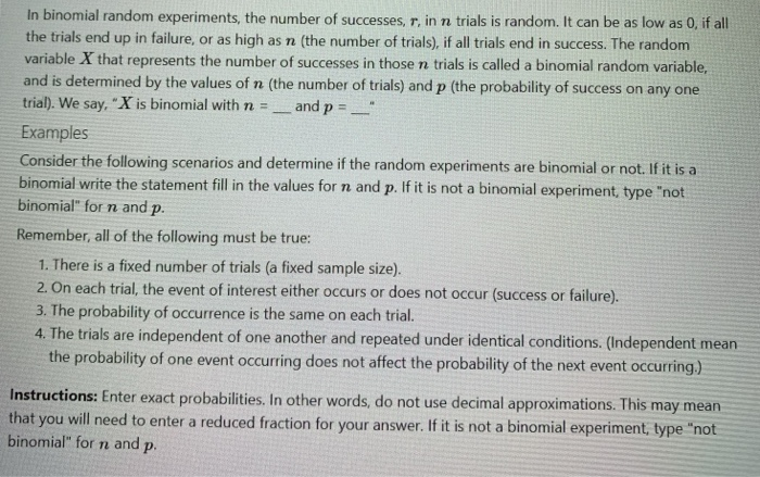 Solved In binomial random experiments, the number of | Chegg.com