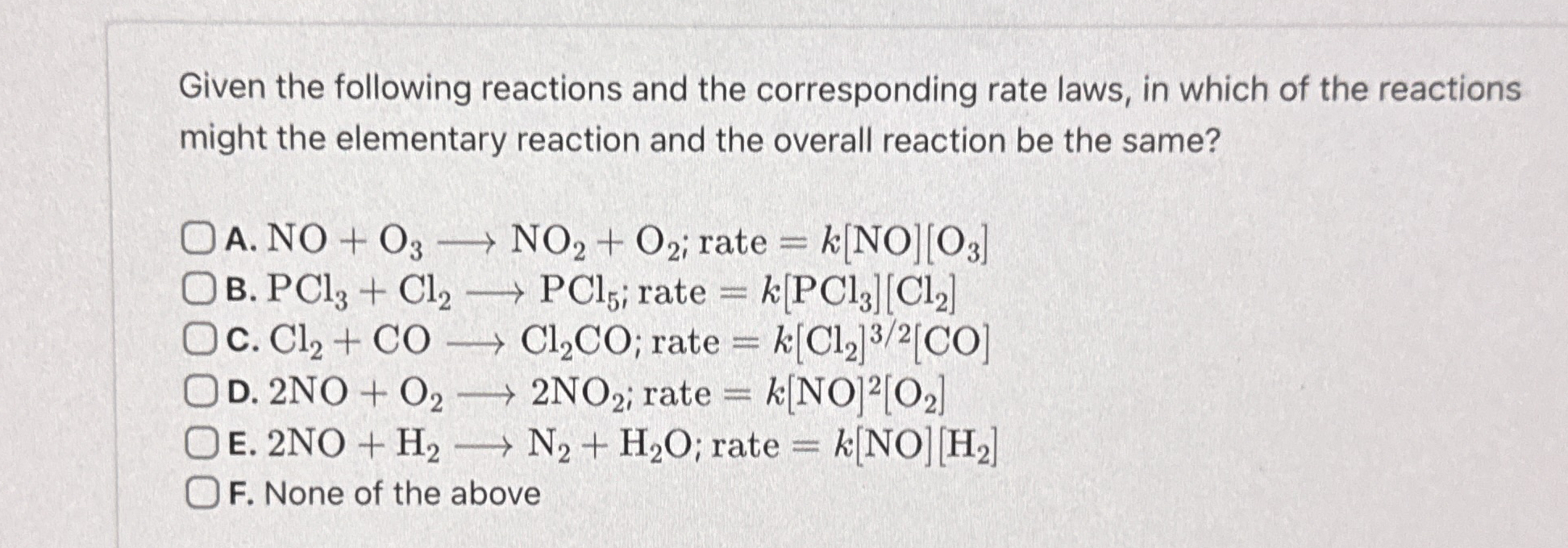 Solved Given the following reactions and the corresponding | Chegg.com