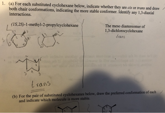 Solved 1. (a) For each substituted cyclohexane below, | Chegg.com