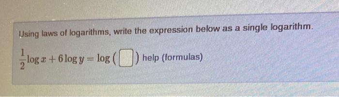 Solved Wsing laws of logarithms, write the expression below | Chegg.com
