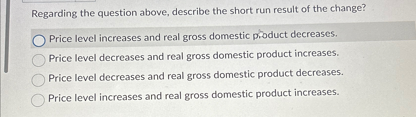 Solved Regarding the question above, describe the short run | Chegg.com