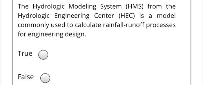 Solved The Hydrologic Modeling System (HMS) from the | Chegg.com