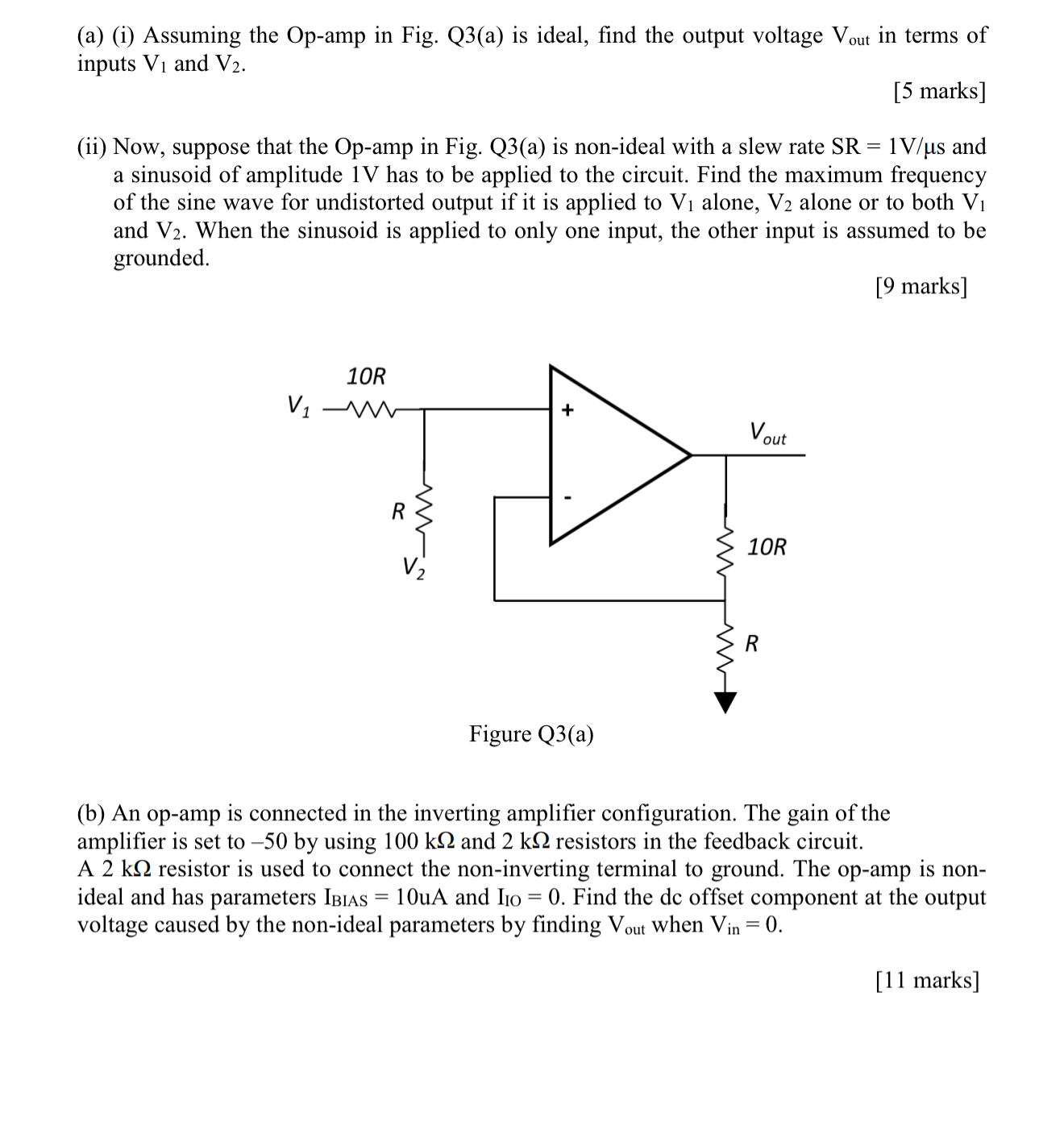 Solved (a) (i) ﻿Assuming the Op-amp in Fig. Q3(a) ﻿is ideal, | Chegg.com