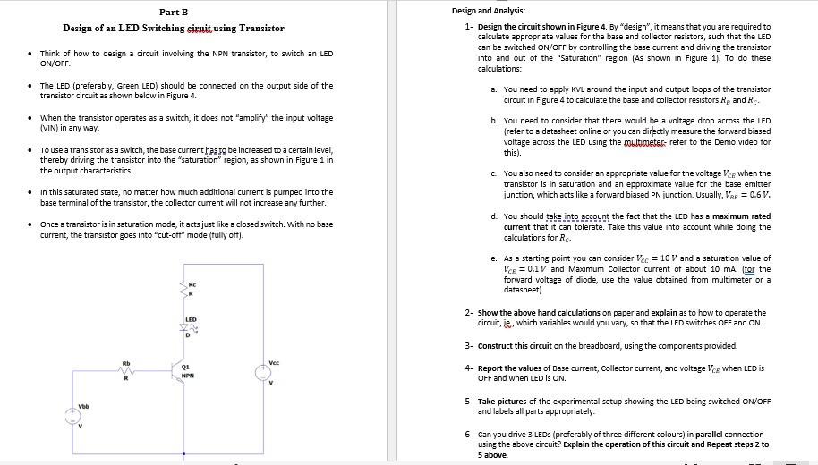 Solved Part B Design of an LED Switching cinuit using | Chegg.com
