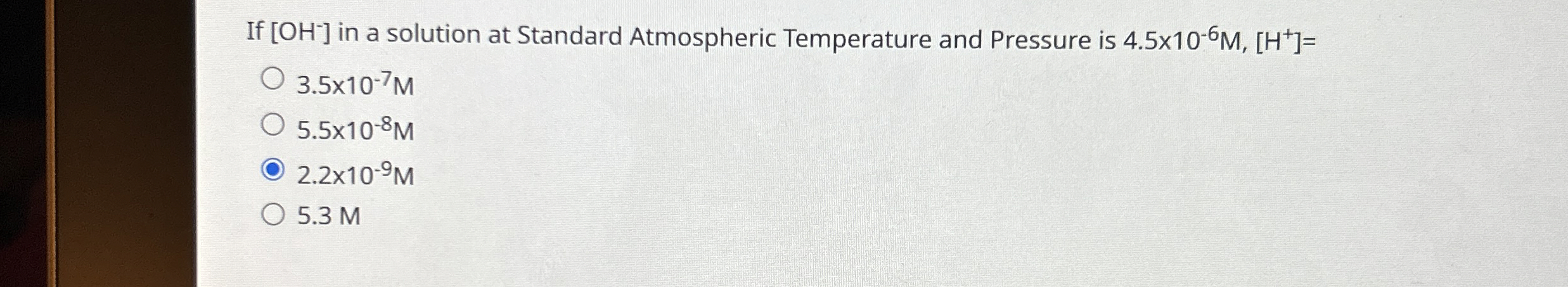 Solved If OH-in a solution at Standard Atmospheric | Chegg.com