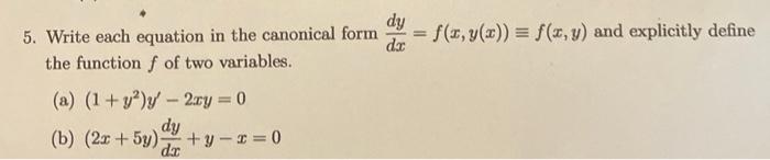 Solved 5. Write each equation in the canonical form | Chegg.com