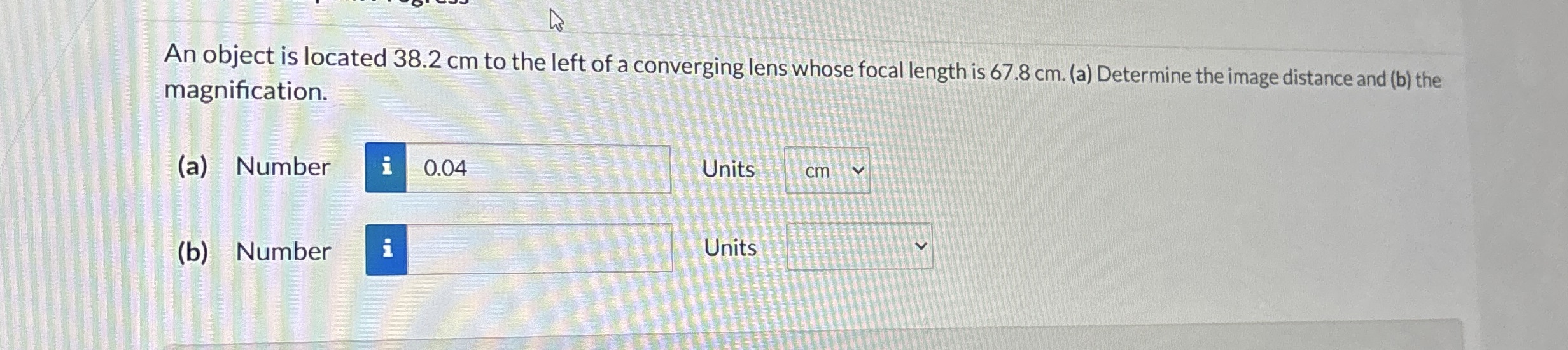 Solved An object is located 38.2 ﻿cm to the left of a | Chegg.com