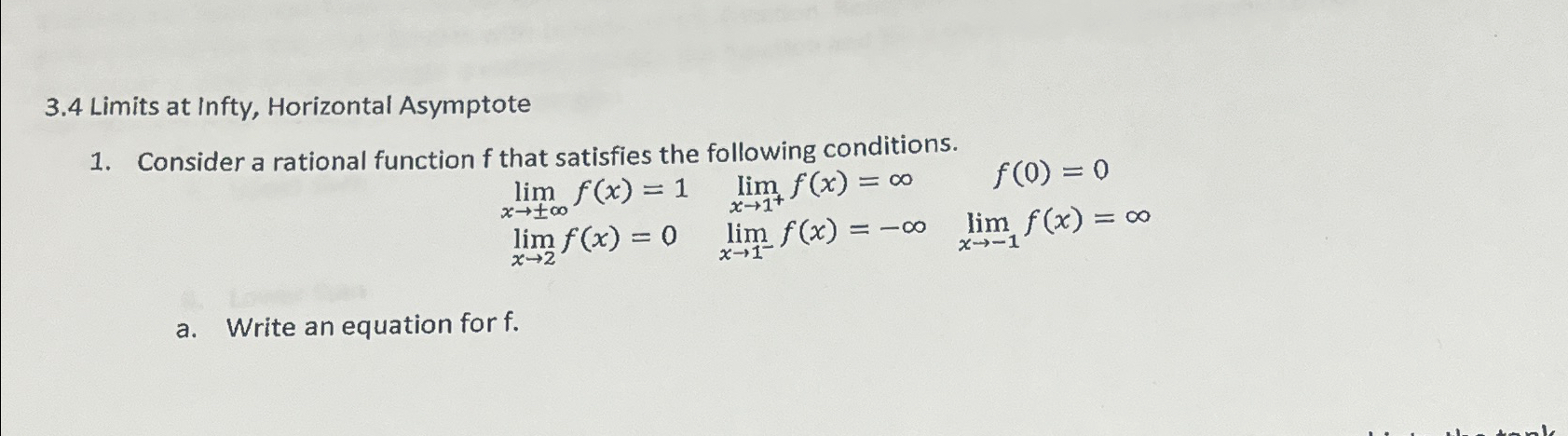 Solved 3.4 ﻿Limits at Infty, Horizontal AsymptoteConsider a | Chegg.com