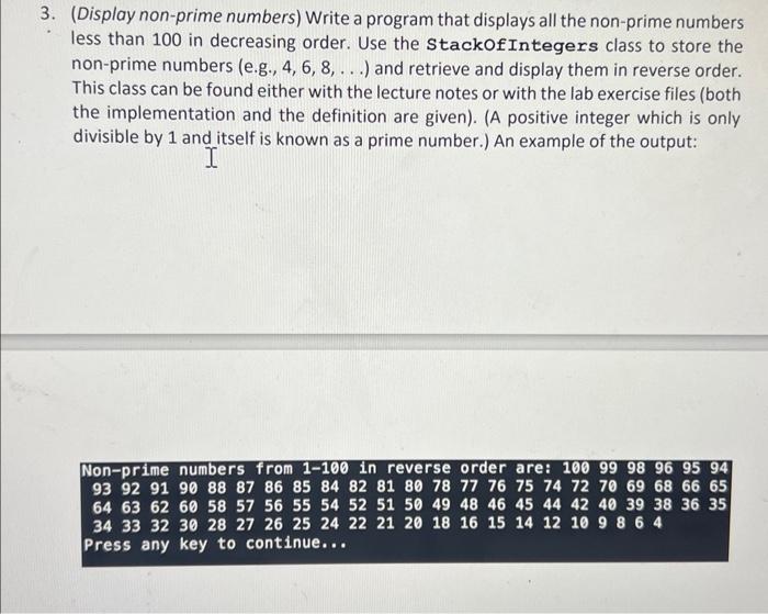 Solved 3. (Display non-prime numbers) Write a program that | Chegg.com Solved 3. (Display non-prime numbers) Write a program that | Chegg.com