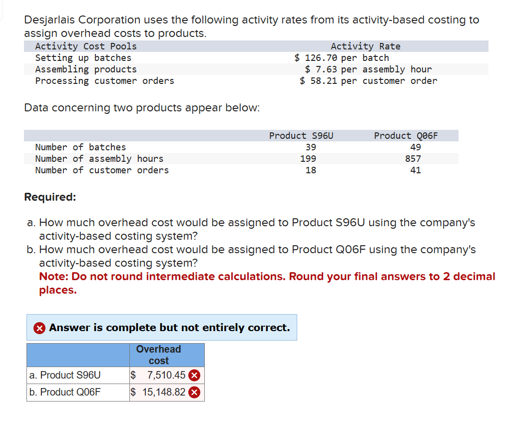 Solved Desjarlais Corporation uses the following activity | Chegg.com