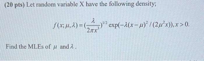Solved (20pts) Let random variable X have the following | Chegg.com