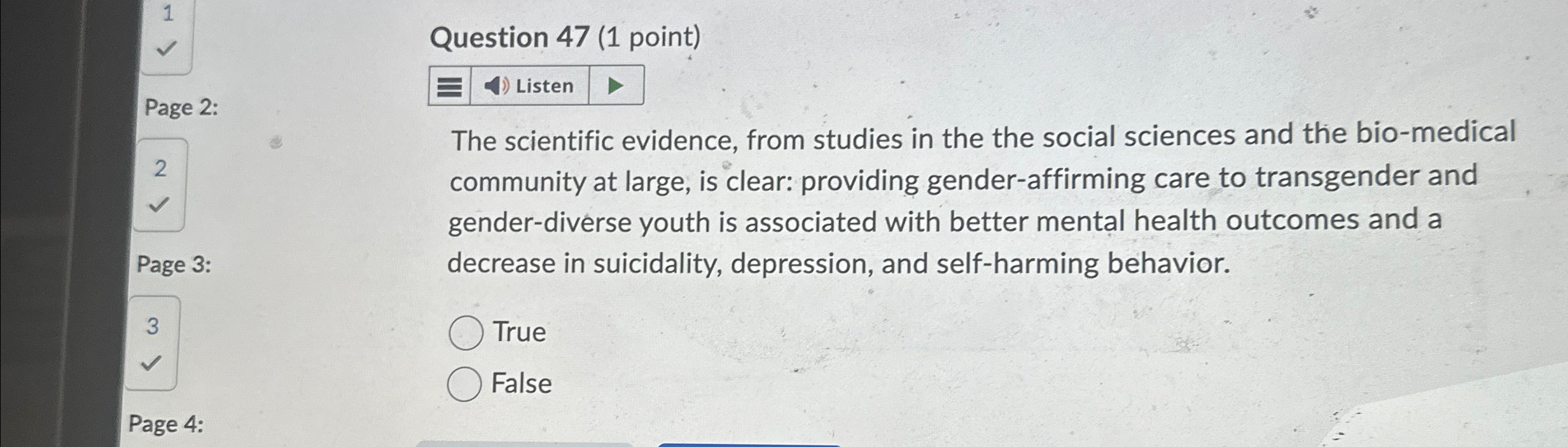Solved Question 47 (1 ﻿point)ListenThe scientific evidence, | Chegg.com