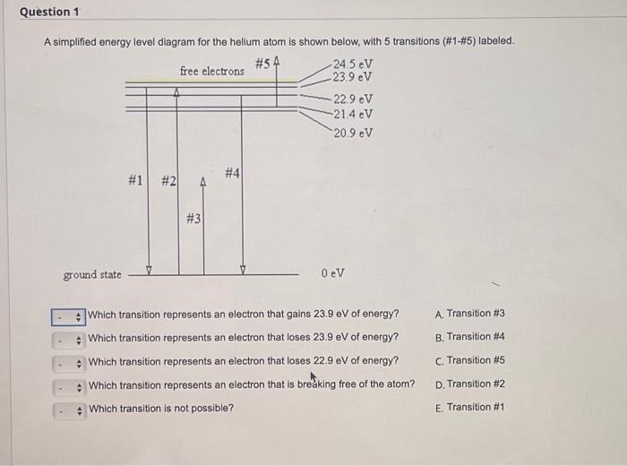 Solved Question 1 A simplified energy level diagram for the | Chegg.com