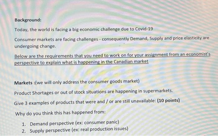 Solved Background: Today, the world is facing a big economic | Chegg.com