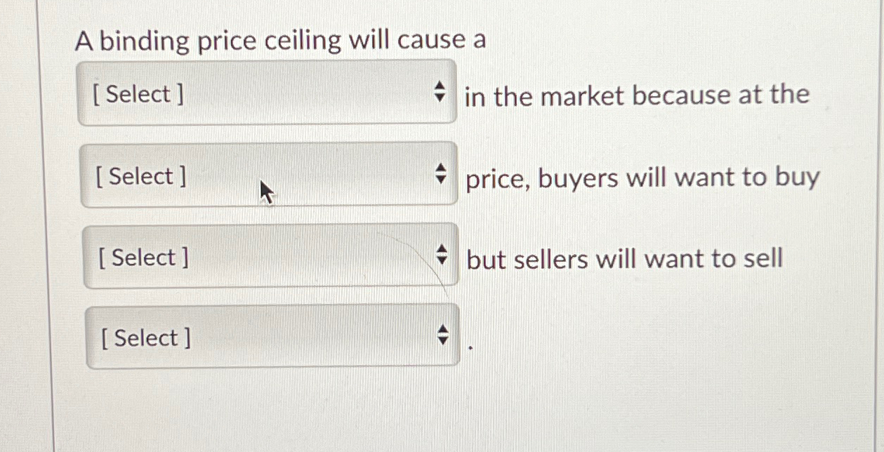 Solved A binding price ceiling will cause ain the market | Chegg.com