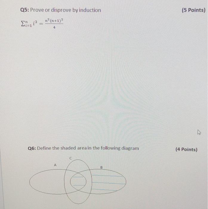 Solved Q5: Prove or disprove by induction (5 Points) n, i? | Chegg.com
