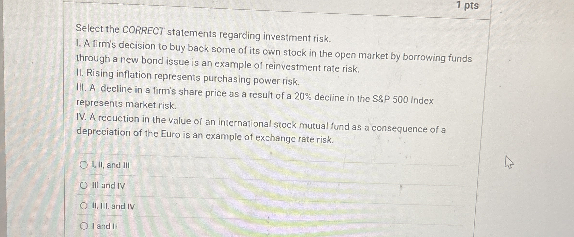 1 ﻿ptsSelect the CORRECT statements regarding | Chegg.com