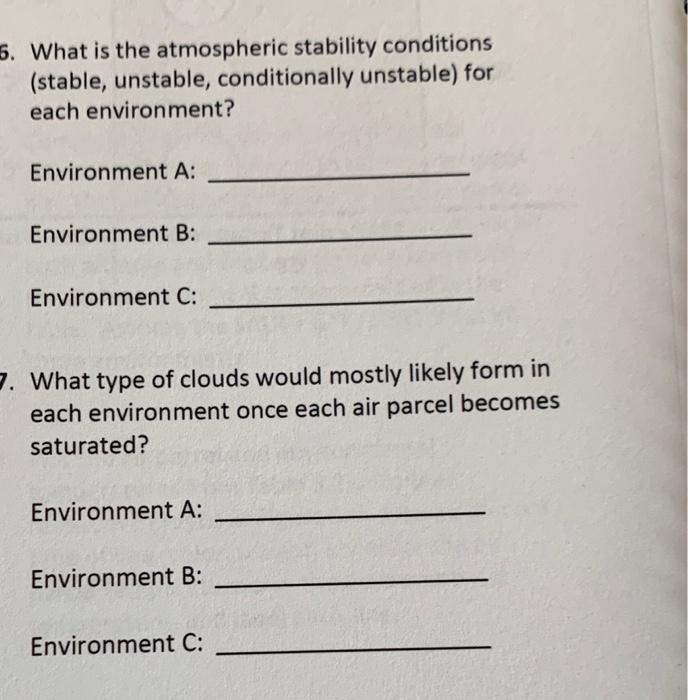 Solved What is the atmospheric stability conditions (stable, | Chegg.com
