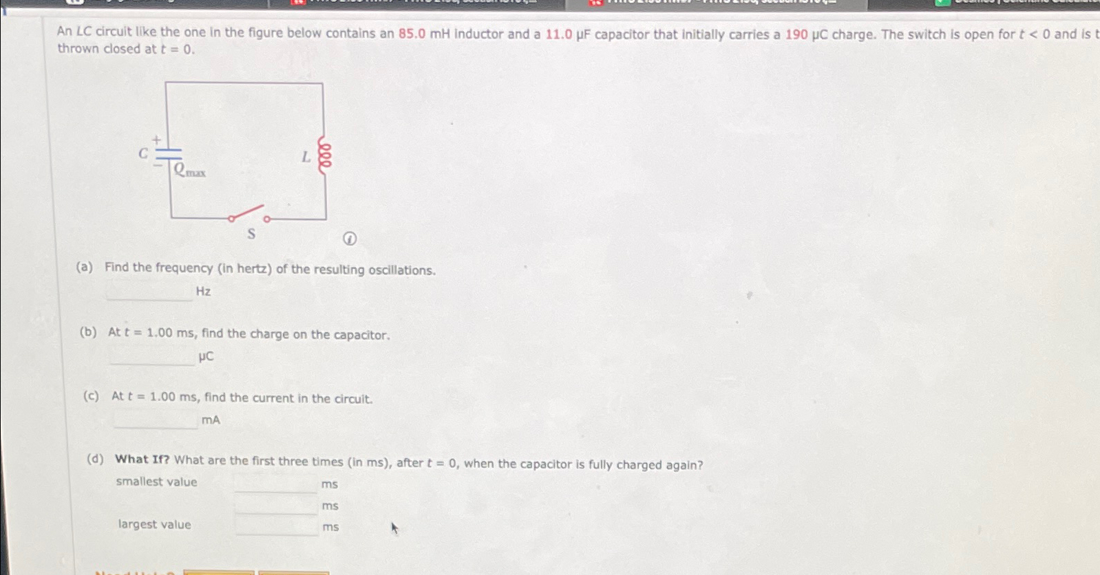 Solved An LC circuit like the one in the figure below | Chegg.com