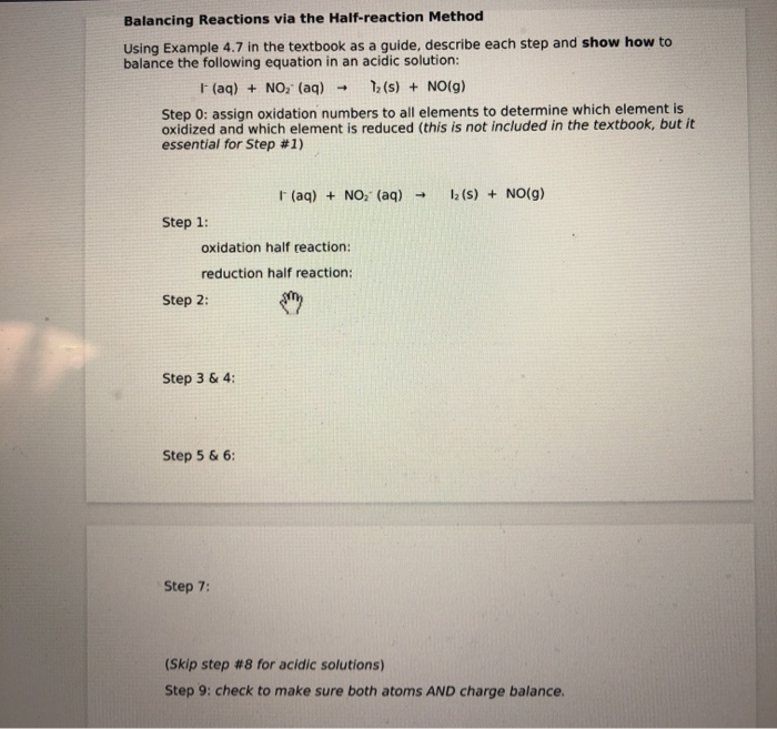 Solved Balancing Reactions via the Half-reaction Method | Chegg.com