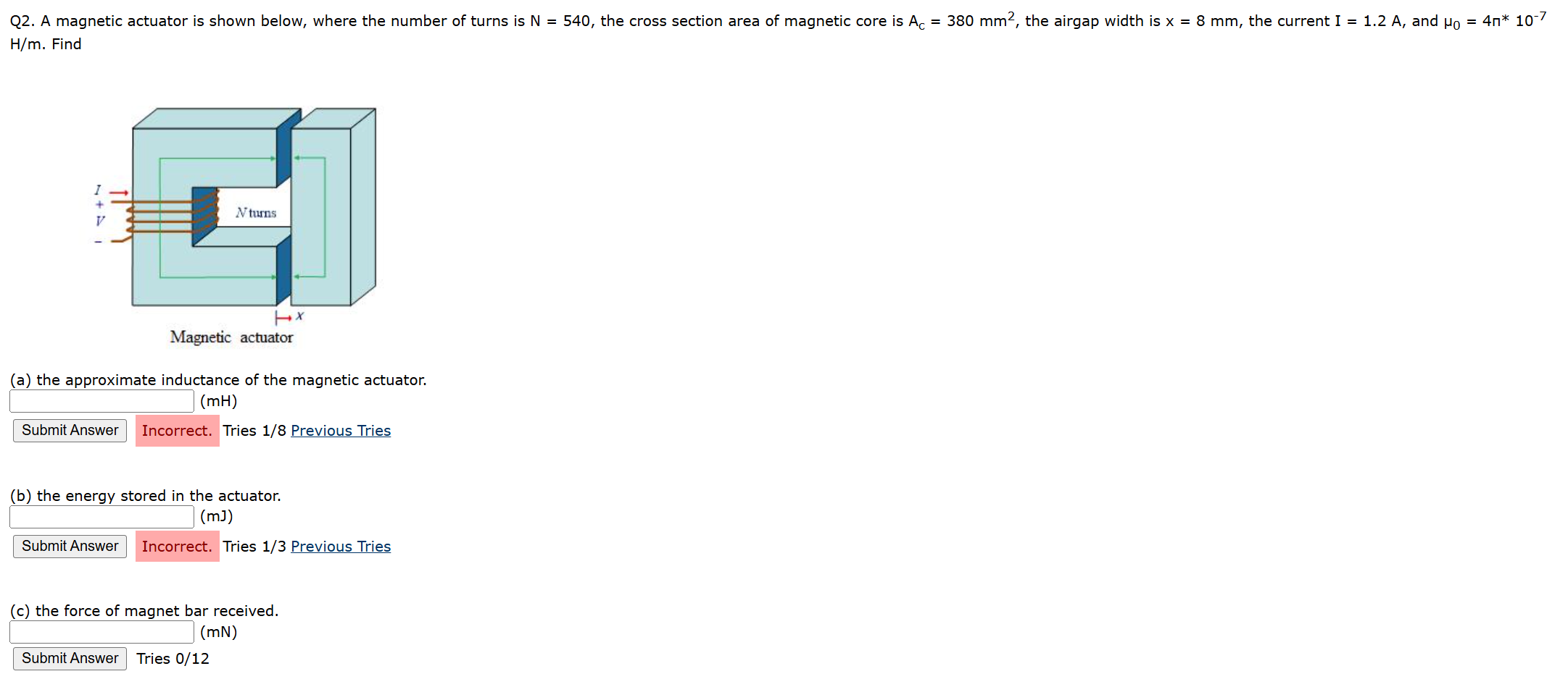 mathrm{H} / \mathrm{m} \). ﻿Find (a) ﻿the | Chegg.com