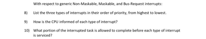 Solved With respect to generic Non-Maskable, Maskable, and | Chegg.com
