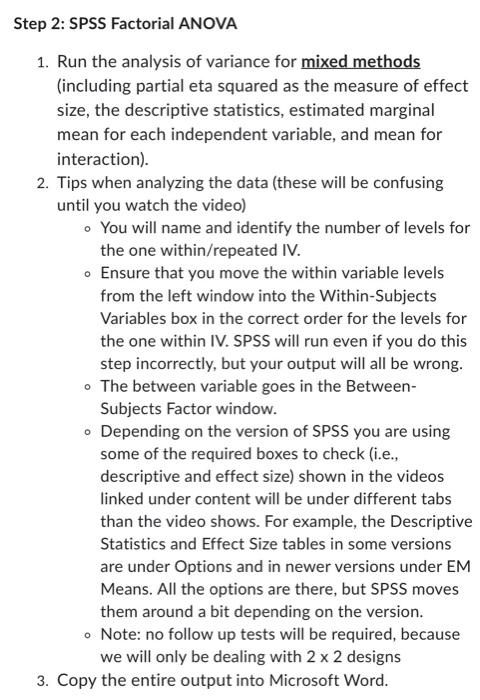 Solved SPSS analysis help! steps to complete the problem | Chegg.com