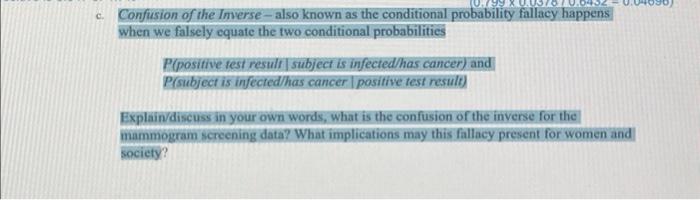 Solved C. (0.799 x Confusion of the Inverse - also known as | Chegg.com